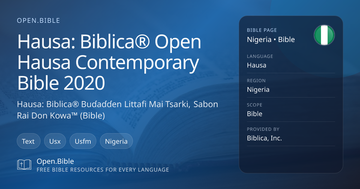 Biblica® Open Hausa Contemporary Bible 2020 | Open.Bible